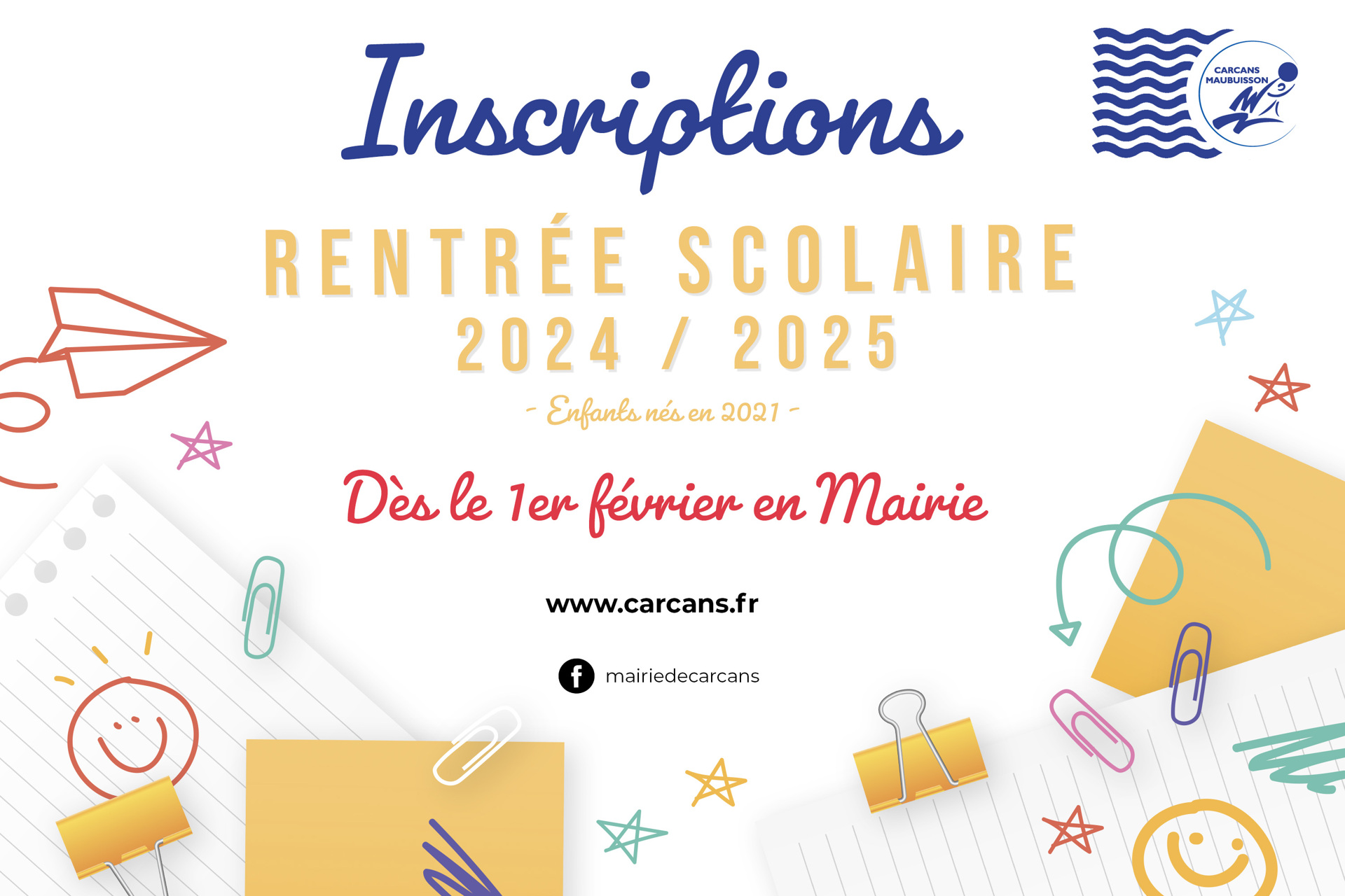 Scolarité 2024 / 2025 : Inscriptions en petite section | Carcans (Gironde) | Site officiel